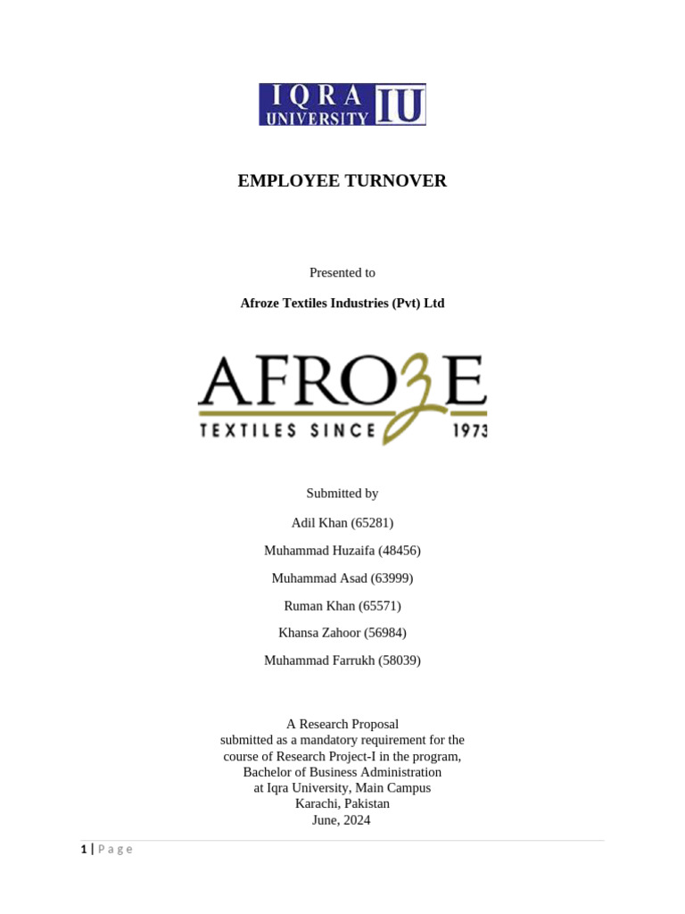 EMPLOYEE TURNOVER RP-1 Report of Group Number 4 | PDF | Employee ...
