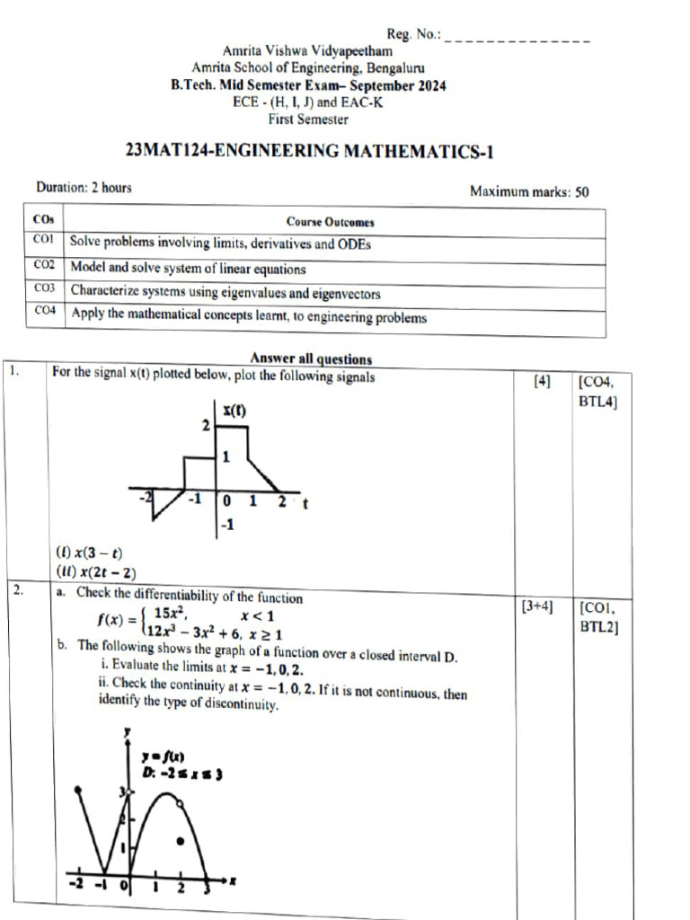 mid sem scheme | PDF | Ordinary Differential Equation | Mathematics