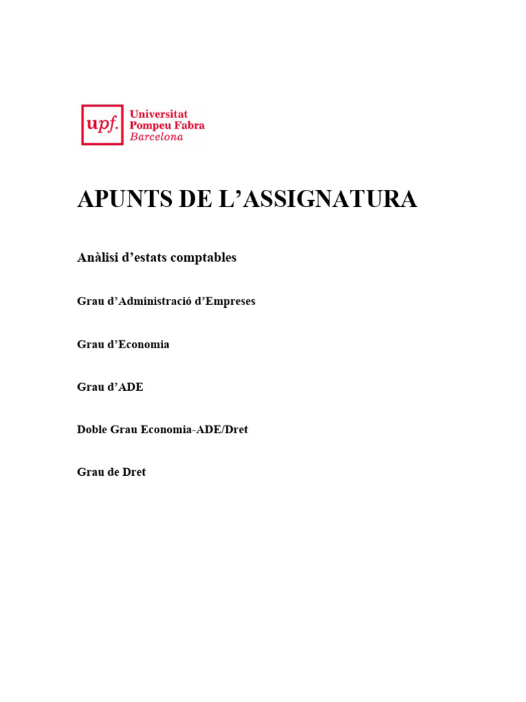 Apunts Anàlisi D'estats Comptables UPF | PDF