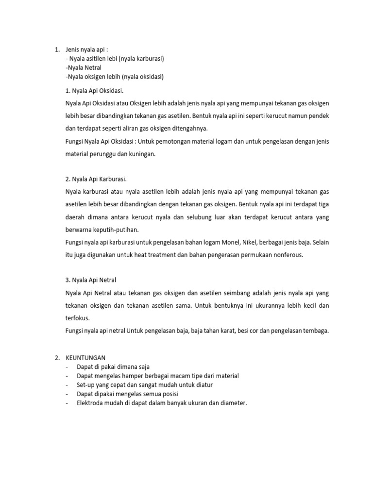 Jenis-Jenis Nyala Api dalam Pengelasan | PDF | Teknologi & Rekayasa