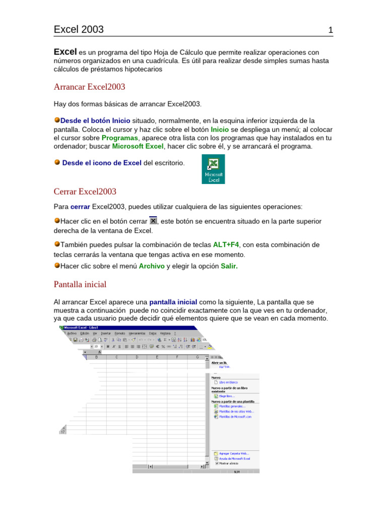 Manual Excel 2003 | PDF | Hoja de cálculo | Microsoft Excel