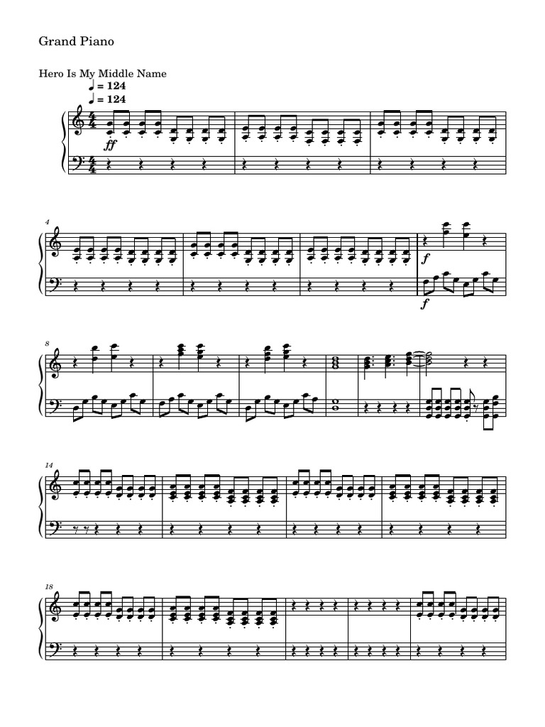 Grand Piano: Hero Is My Middle Name | PDF