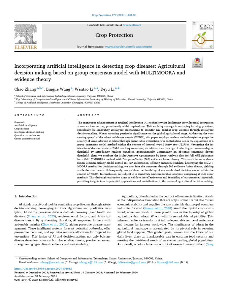 Incorporating Artificial Intelligence in Detecting Crop Diseases 2024 ...