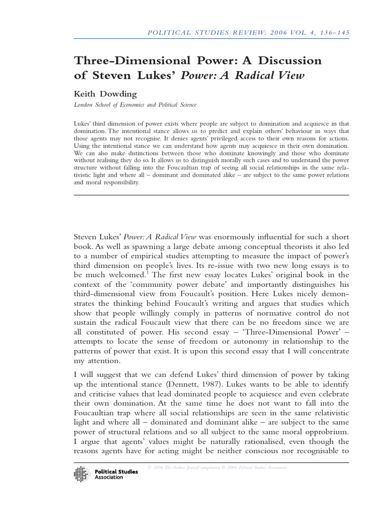 Understanding Lukes' Three-Dimensional Power | PDF | Intention | Reason