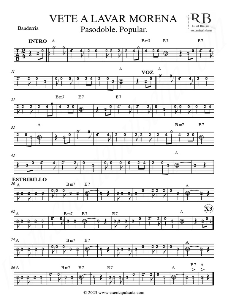 Vete A Lavar Morena - Partituras | PDF