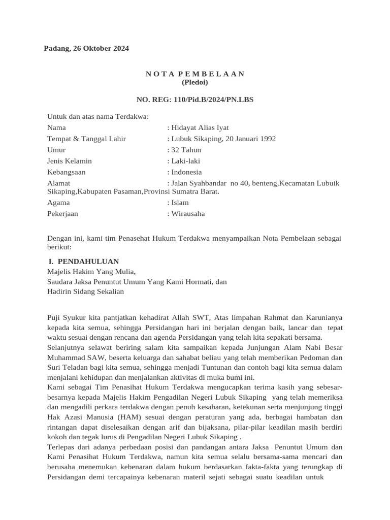 Nota Keberatan Dina | PDF | Ilmu Sosial