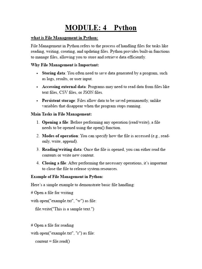 Module 4 Python | PDF | Filename | Text File Module 4 Python | PDF | Filename | Text File