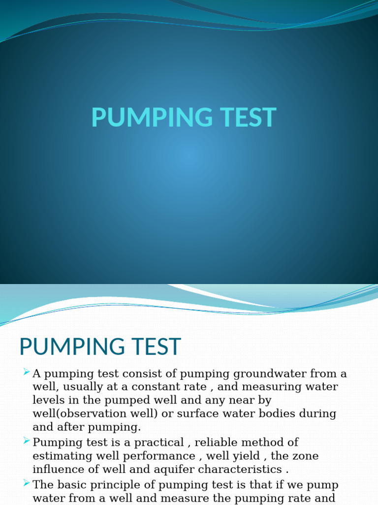 PUMPING TEST | PDF | Aquifer | Applied And Interdisciplinary Physics