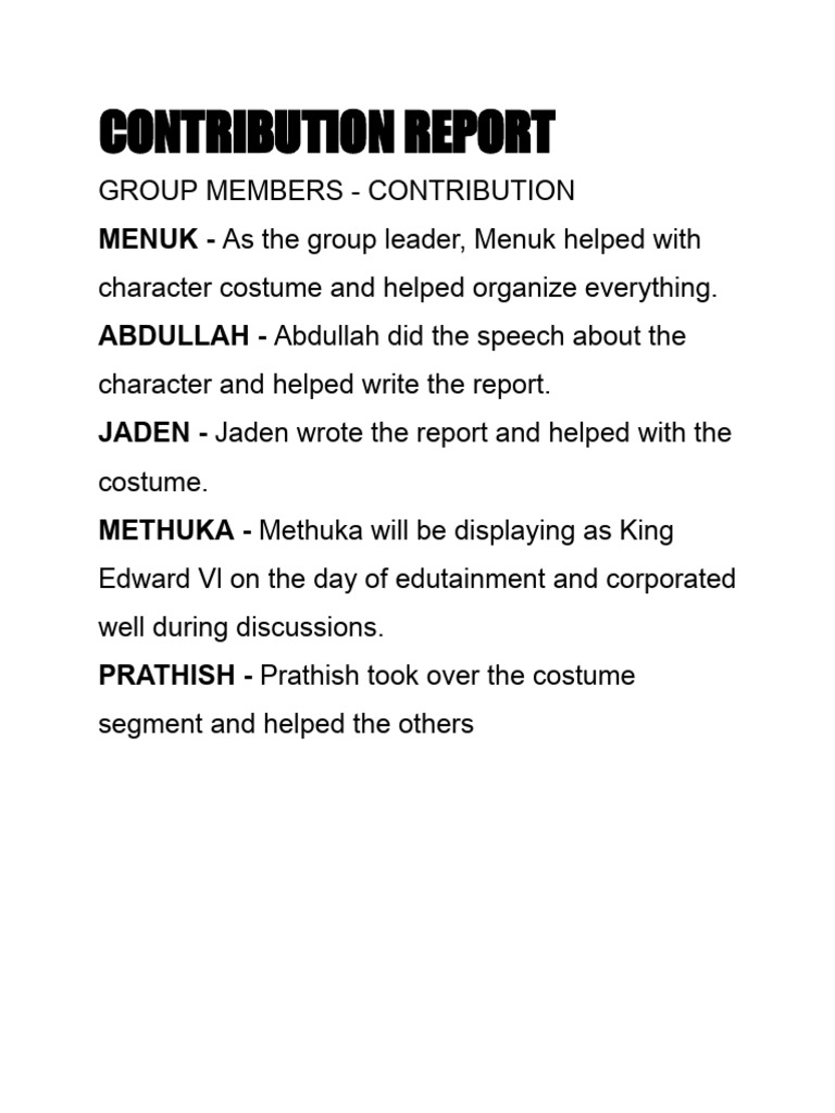 Contribution Report | PDF