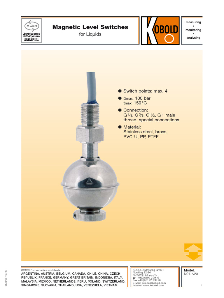 PD-LS00--002-EN-KOBOLD-description | PDF | Density | Switch