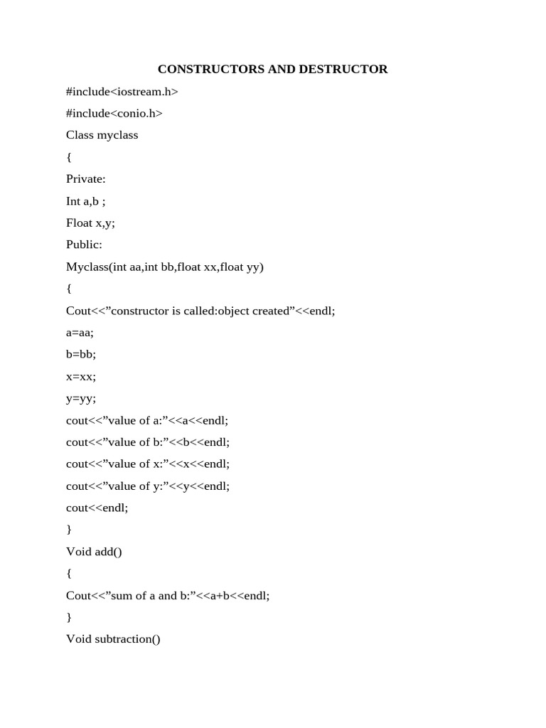 Constructors and Destructor | PDF | Computers | Technology & Engineering