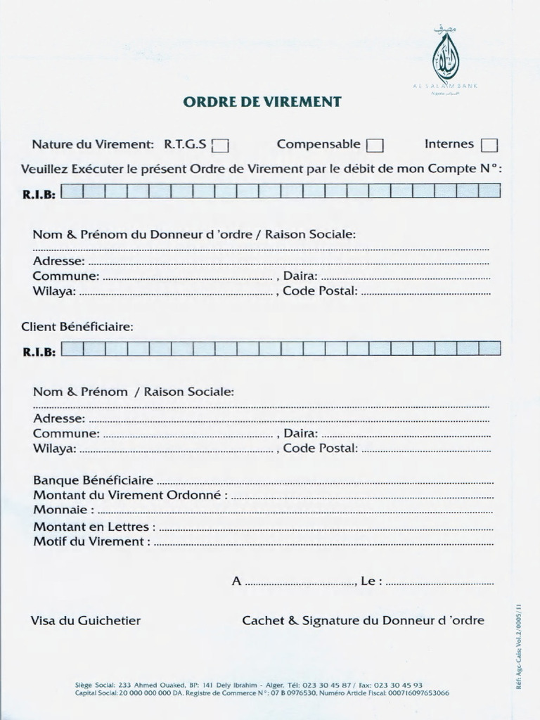 Ordre de Virement | PDF