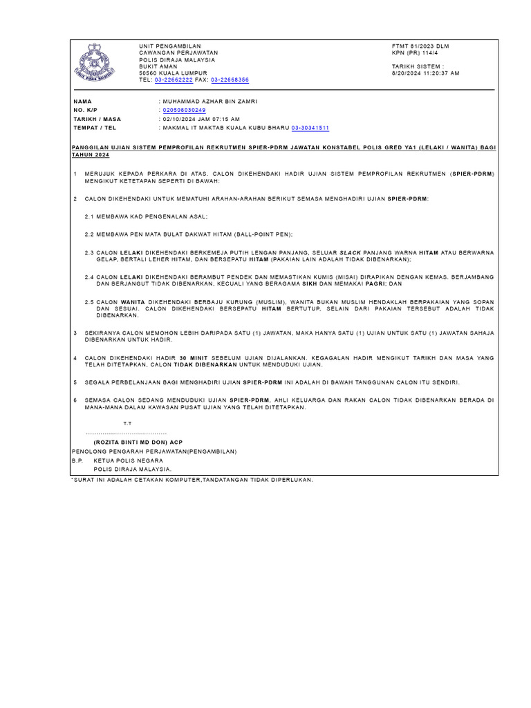 Ujian Spier-PDRM untuk Jawatan Konstabel | PDF | Science & Mathematics
