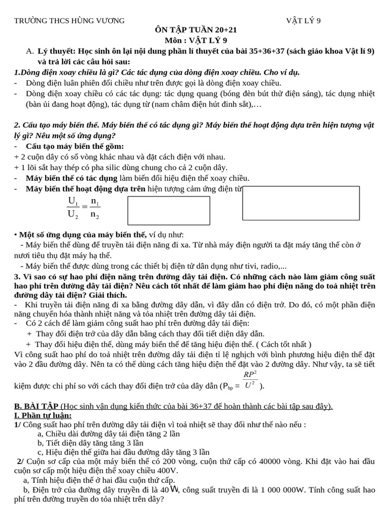 On Tap Vat Li 9 (Tuan 20,21) | PDF