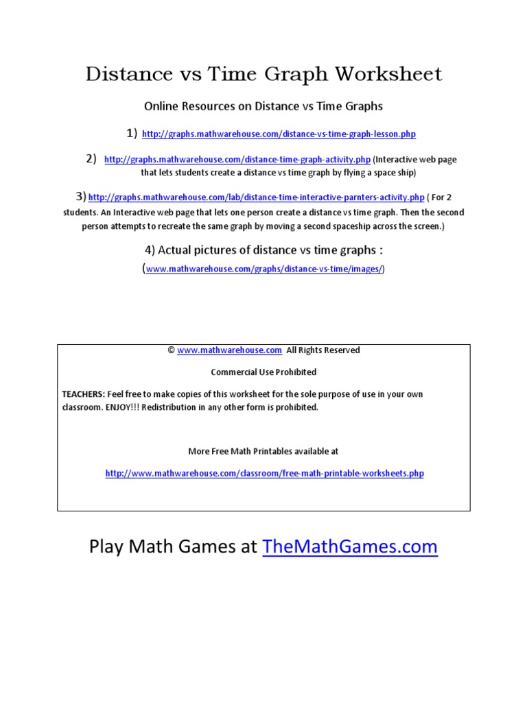 Distance Vs Time Graph Worksheet | PDF