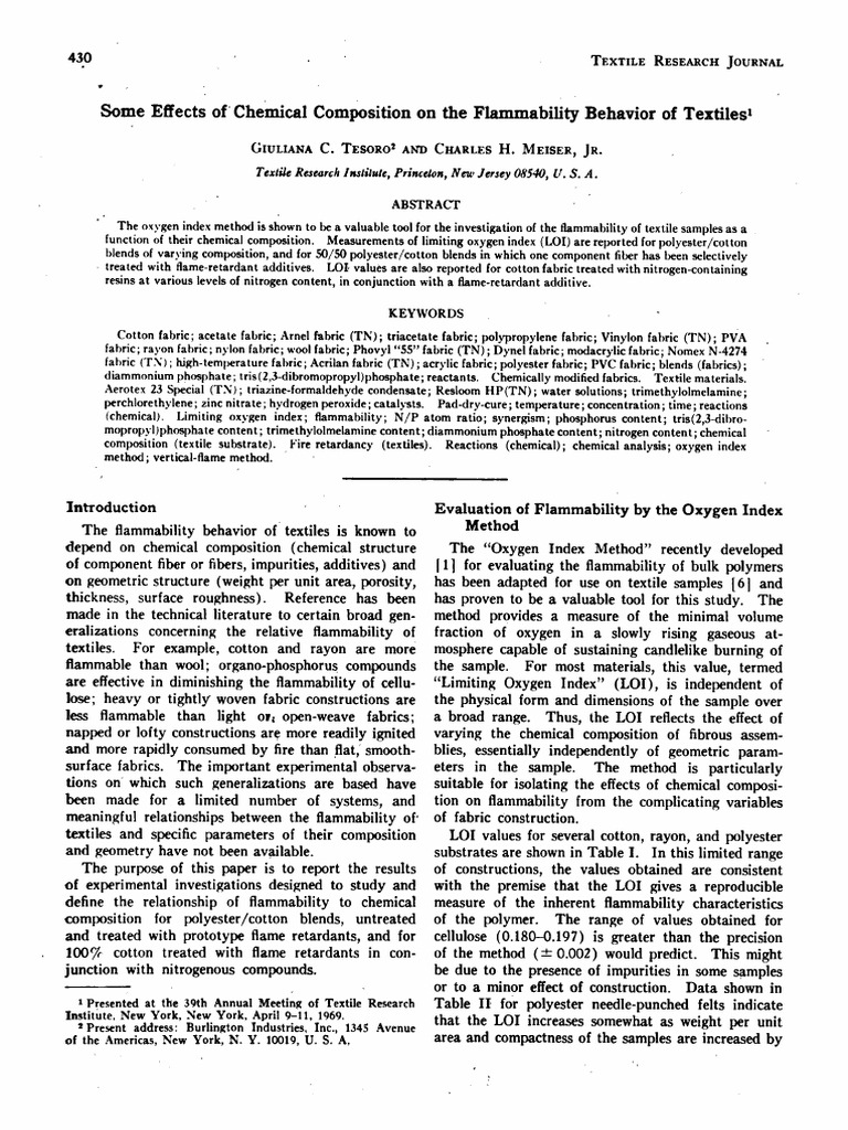 Some Effects of Chemical Composition On Flammablity | PDF | Textiles ...