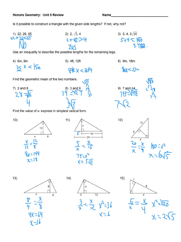 Honors Geom Unit 5 Review | PDF | Language Arts & Discipline | Teaching Methods & Materials