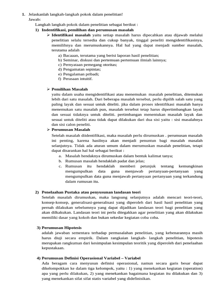 Langkah Pokok Dalam Penelitian | PDF