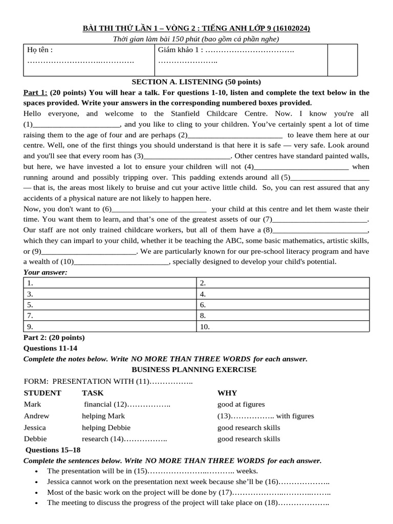 MR Hoàis Test 16102024 | PDF | Public Transport | Tourism