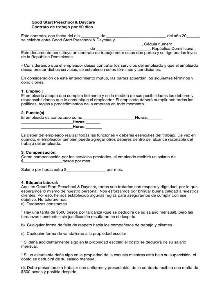 Contract Spanish | PDF | Salario