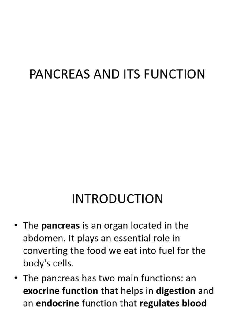 Pancreas and Its Function | PDF | Pancreas | Exocrine System