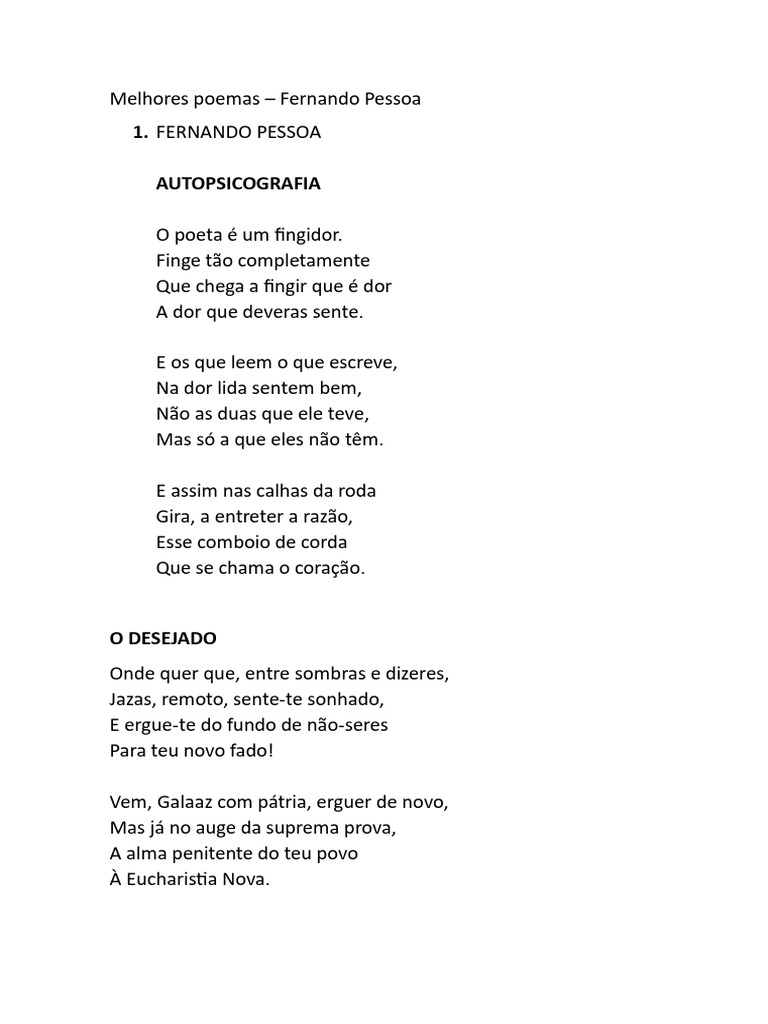 Melhores Poemas de Fernando Pessoa | PDF