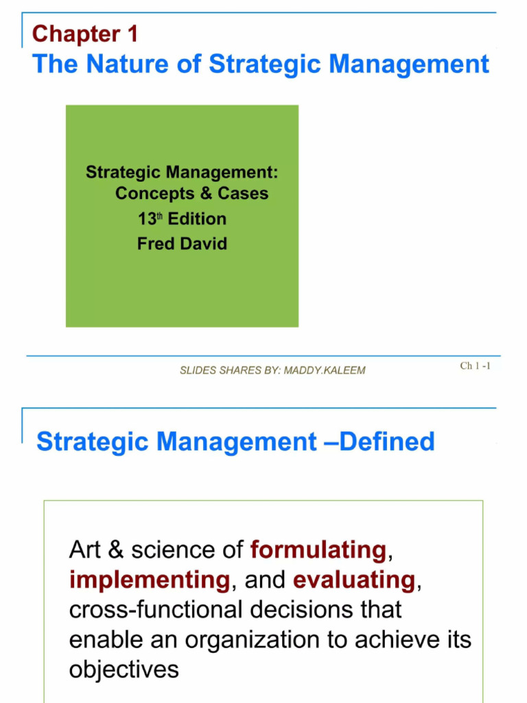 Strategic Management Chapter 1 | PDF