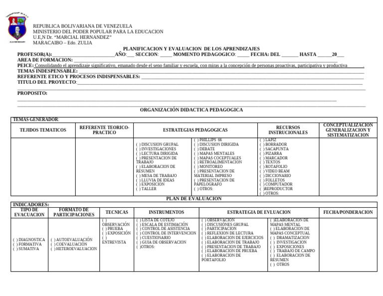 Planificacion y Evaluacion de Los Aprendizajes | PDF | Evaluación | Teoría de la educación