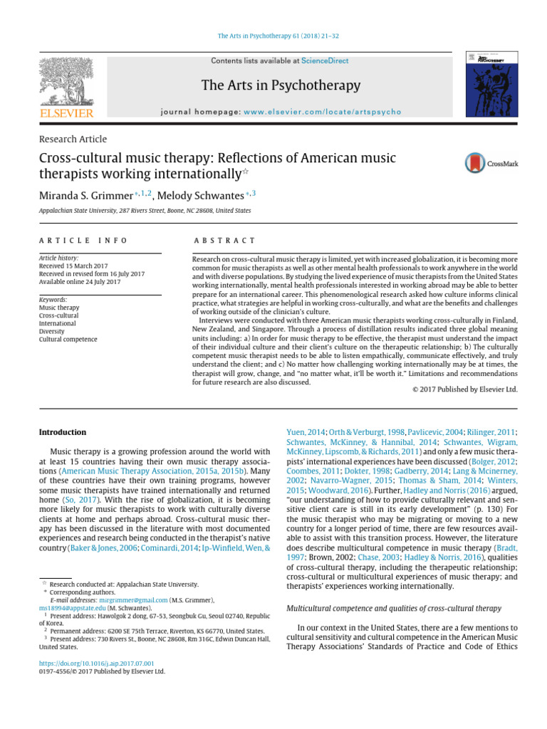 Cross-Cultural Music Therapy Insights | PDF | Psychotherapy | Psychology
