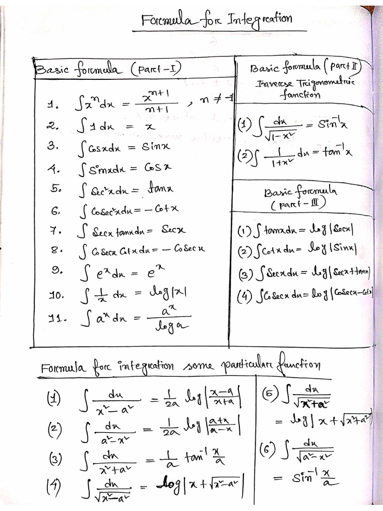 Formula of Integration | PDF