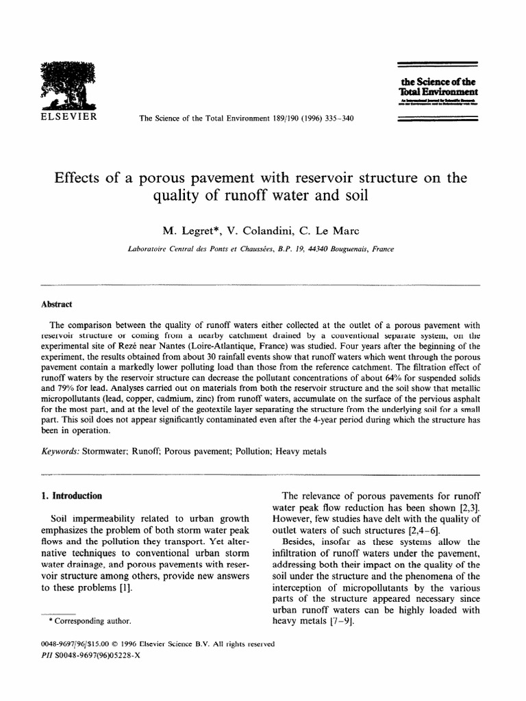 Porous Pavement Impact on Runoff Quality | PDF | Surface Runoff ...