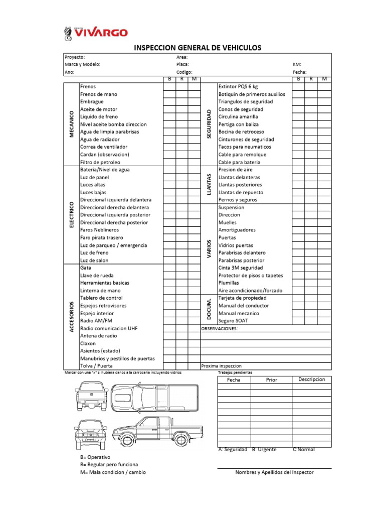FHSE-031 Check List de Pre Uso de Vehiculos Liviano | PDF | Vehículo de ...