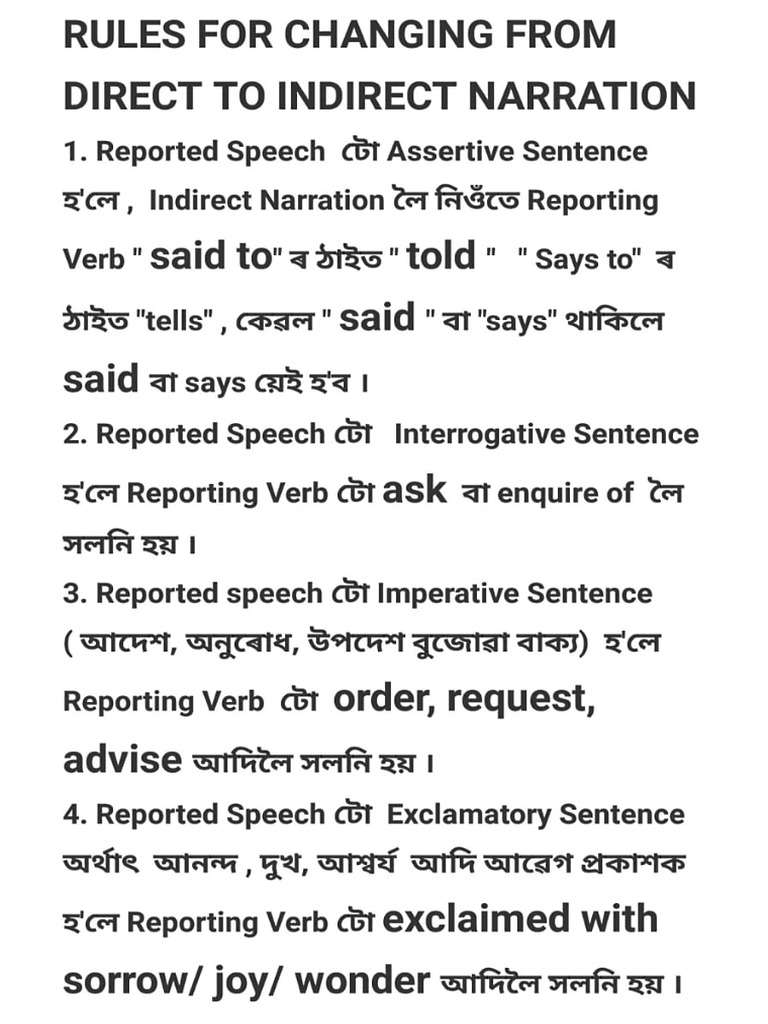 Rules of Narration Change | PDF