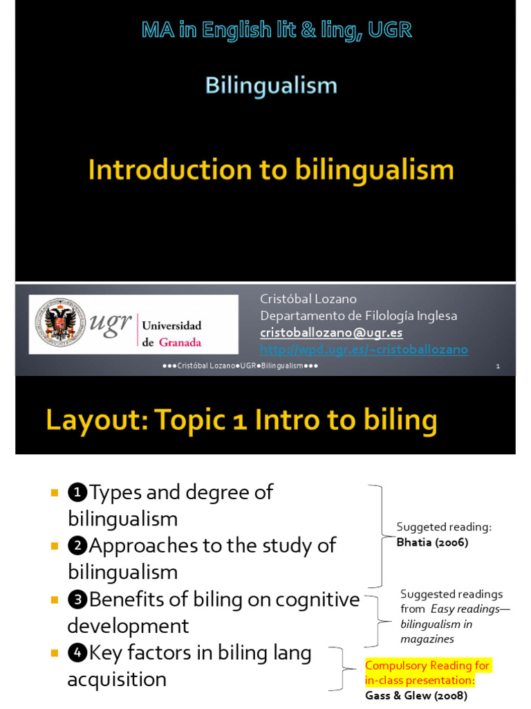 HANDOUT 1 Intro to Bilingualism | PDF | Second Language Acquisition | Second Language