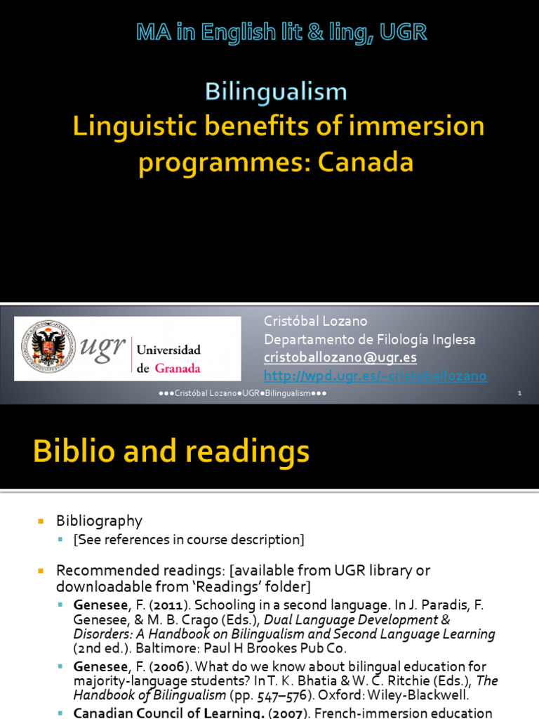 Handout Topic 2 Research On Biling Lang Acq. 1 Immersion Programmes Canada | PDF | Second ...