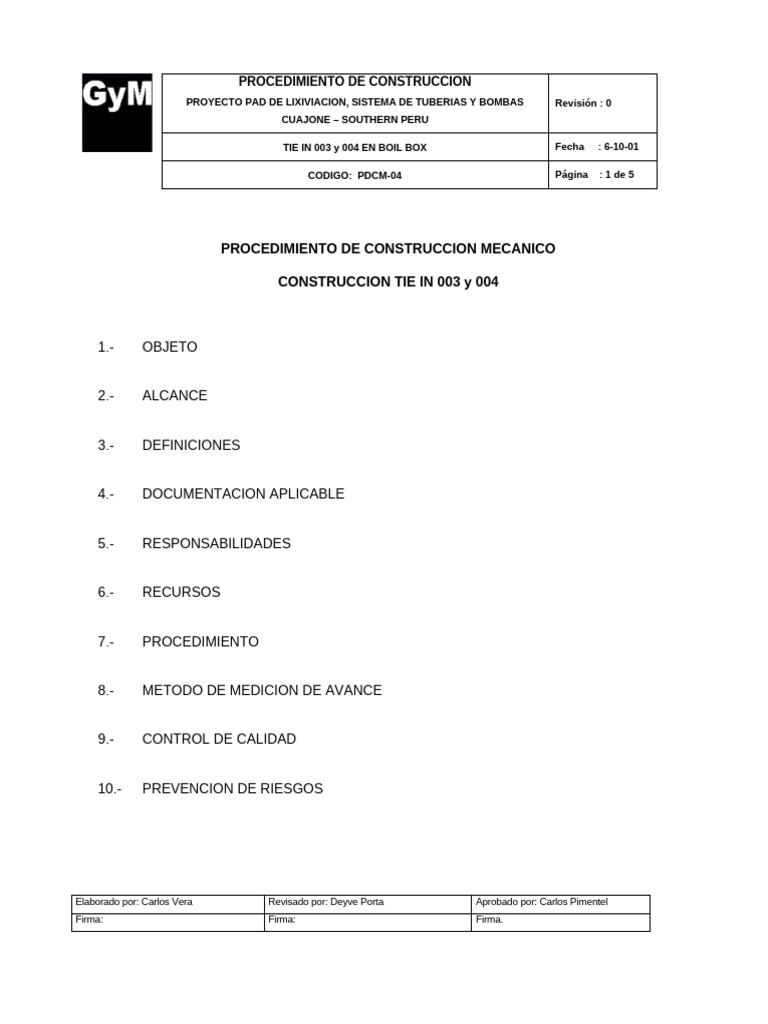 PDCM-04 Proc - Const. Tie in 003 y 004 | PDF | Soldadura | Construcción