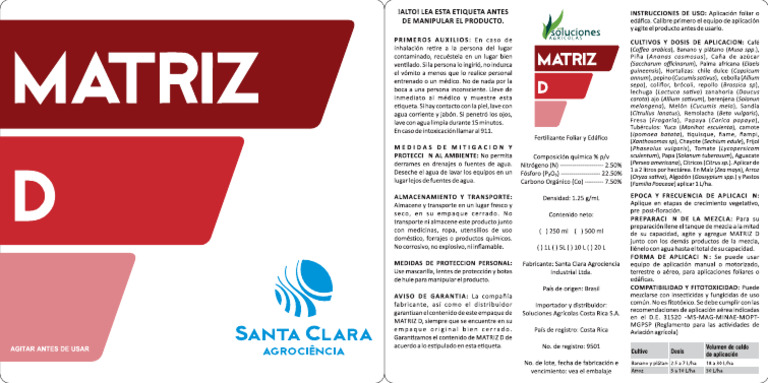 Matriz D Color Rojo Varias Presentaciones | PDF