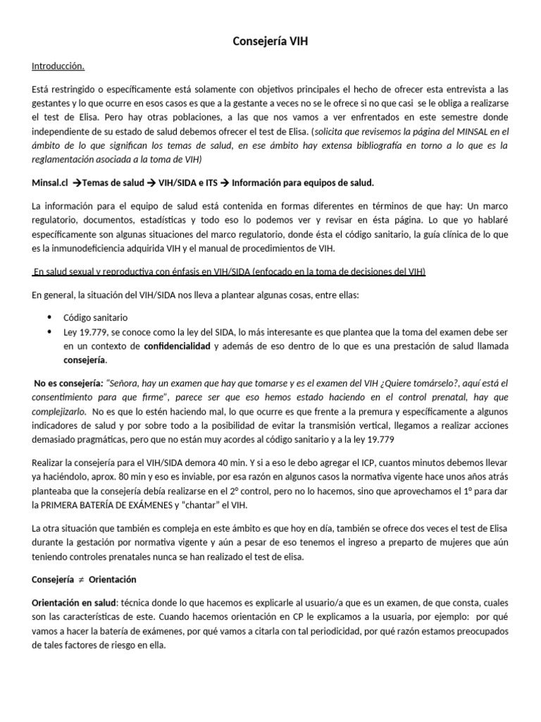 Consejería VIH (2) | PDF | VIH / SIDA | VIH