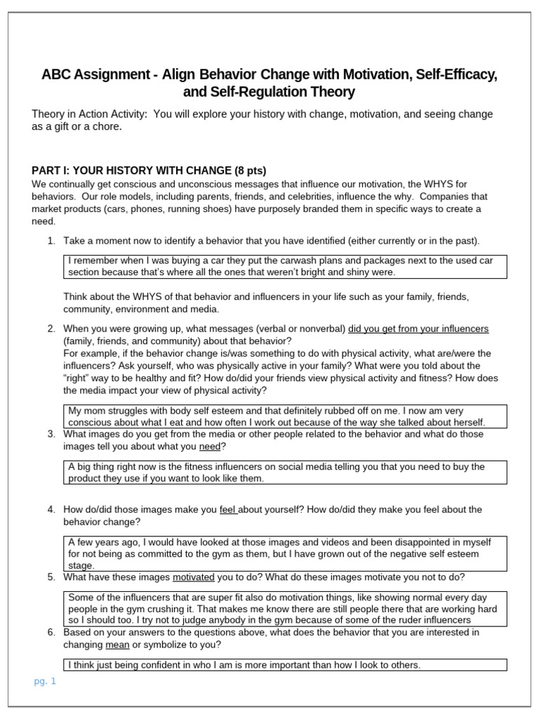 ABC Assignment - Motivation - CHS 340 | PDF | Motivational | Motivation