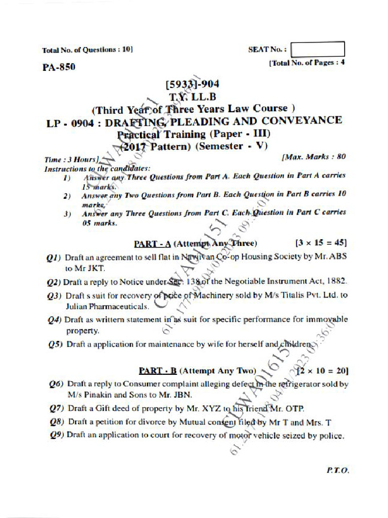 D.P.C Question Paper | PDF