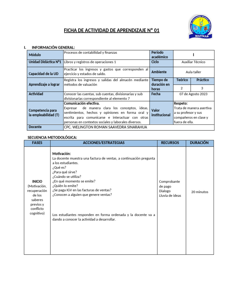 Actividad de Aprendizaje en Contabilidad | PDF | Evaluación | Maestros