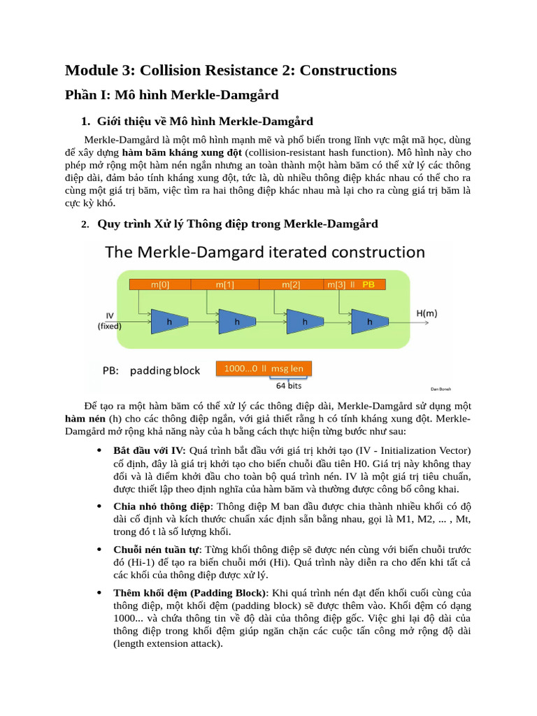 Module 3 - Collision Resistance 2 - Constructions | PDF