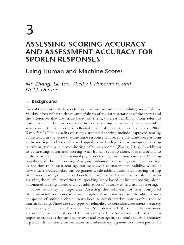 Assessing Scoring Accuracy and Assessment Accuracy For Spoken Responses ...