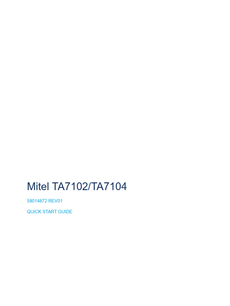 REV00 Mitel TA7100 Reference Guide | PDF | Ip Address | Computer Network