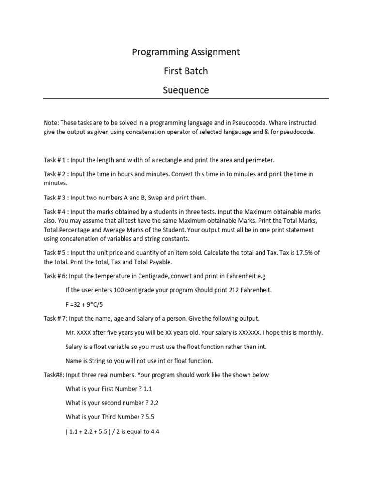 Programming First Batch (Suquence) 1-14 | PDF | Computer Programming