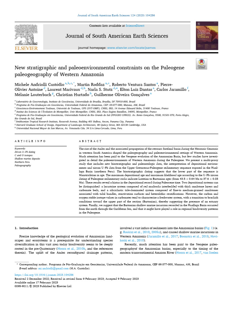 Paleogene Paleoenvironment of Western Amazonia | PDF | Sedimentary Rock ...