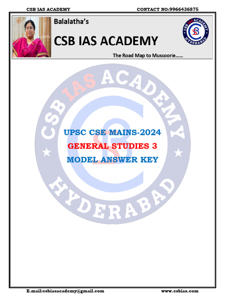 UPSC GS3 Mains 2024 Model Answer Key | PDF | Water Pollution | Inflation