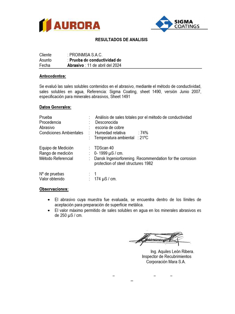 Analisis de Escoria 2024 | PDF