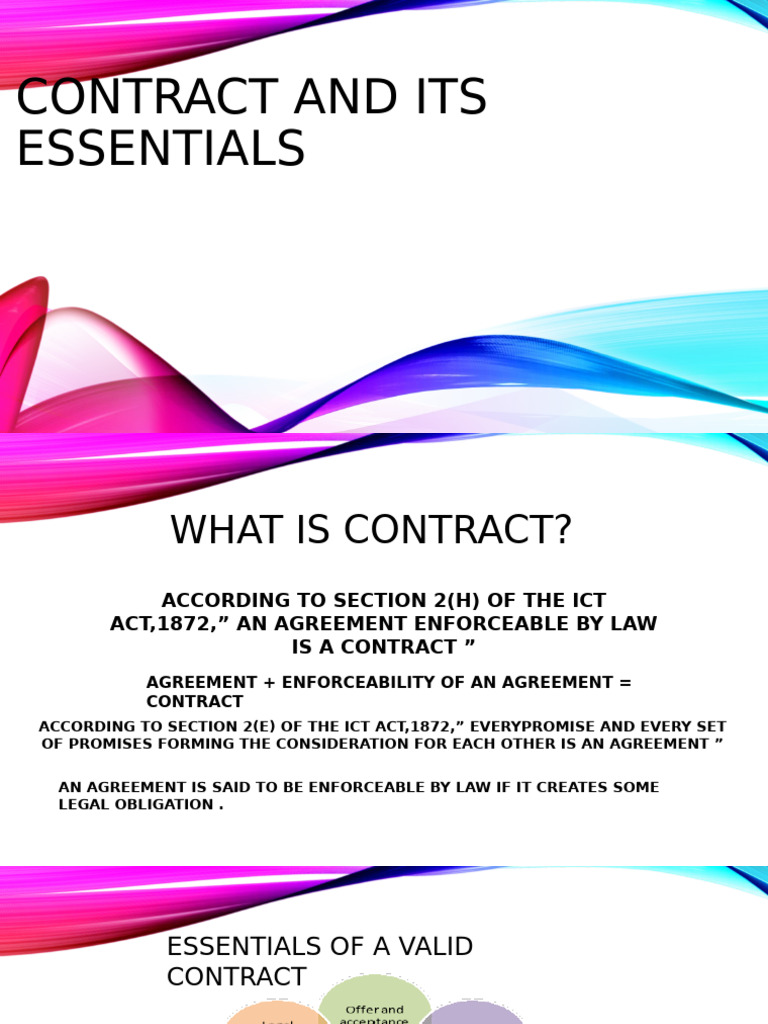 Contract and Its Essentials | PDF | Consideration | Legal Ethics