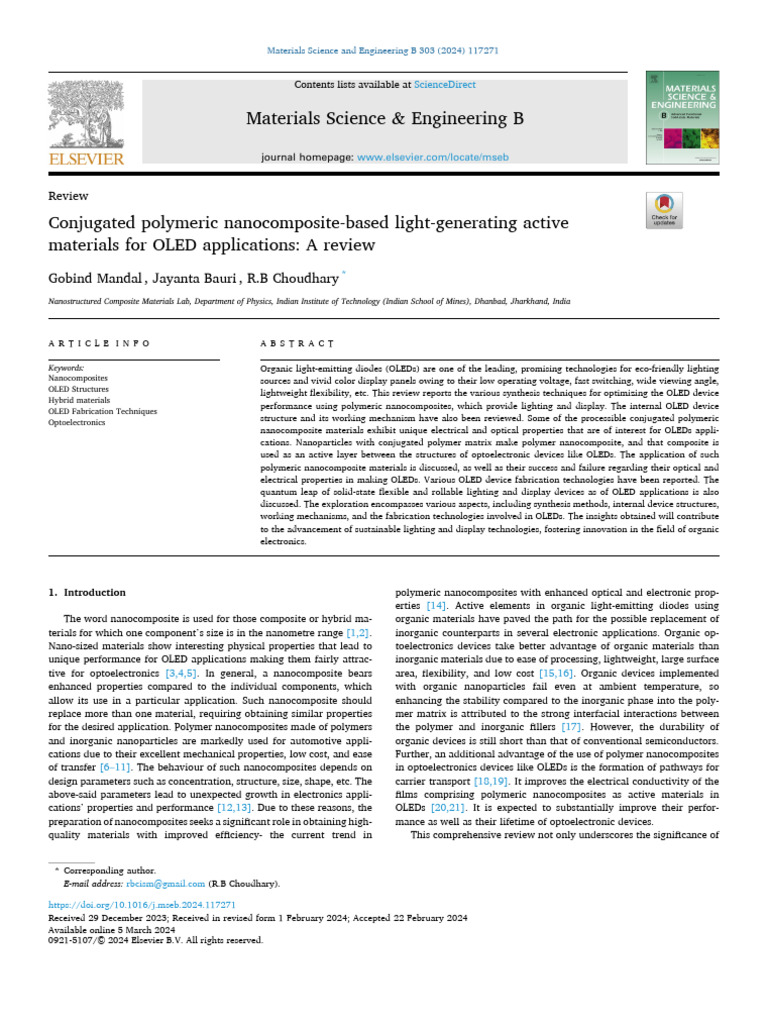 Conjugated Polymeric Nanocomposite-Based Light-Generating Active | PDF ...